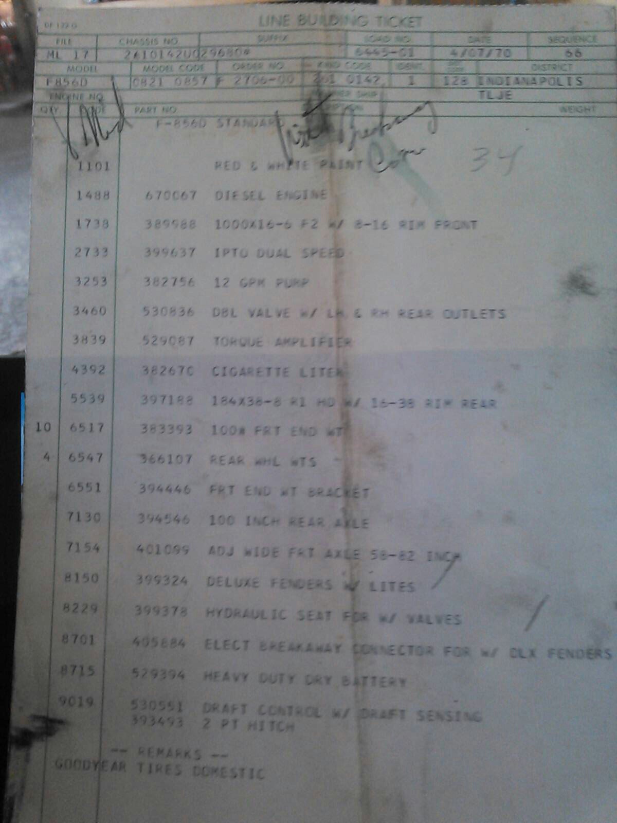 Factory build sheets - IH Toys, Memorabilia & Collectibles - Red Power ...