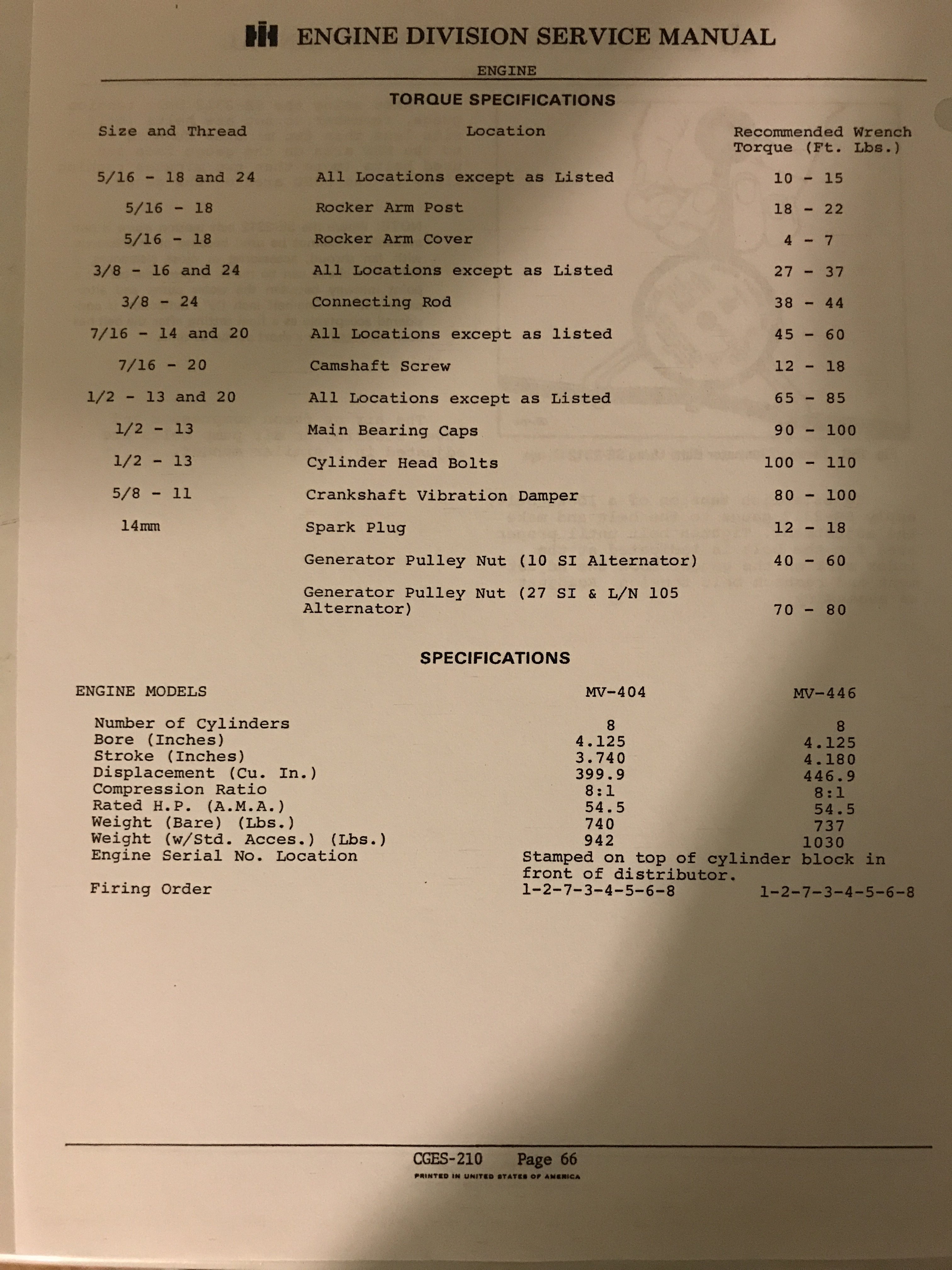 Looking for mv404/446 bolt torque specs - IH Engines - Red Power ...