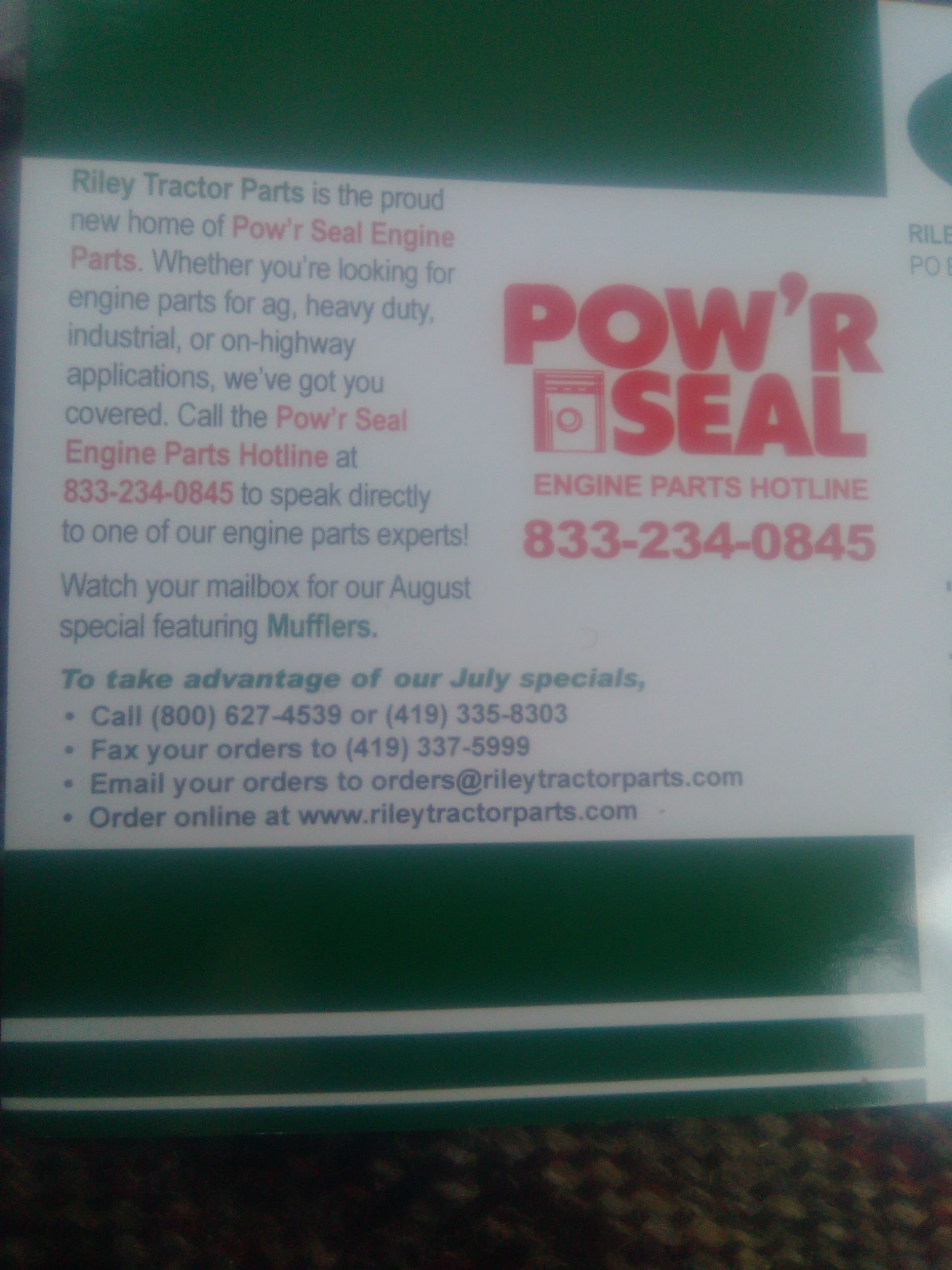Pow'r Seal Engine Parts? - General Chat - Red Power Magazine Community
