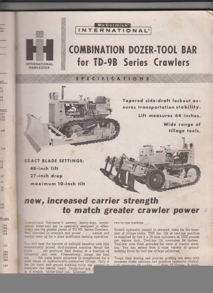 I-H crawler tool bar available - IH Construction Equipment - Red Power ...