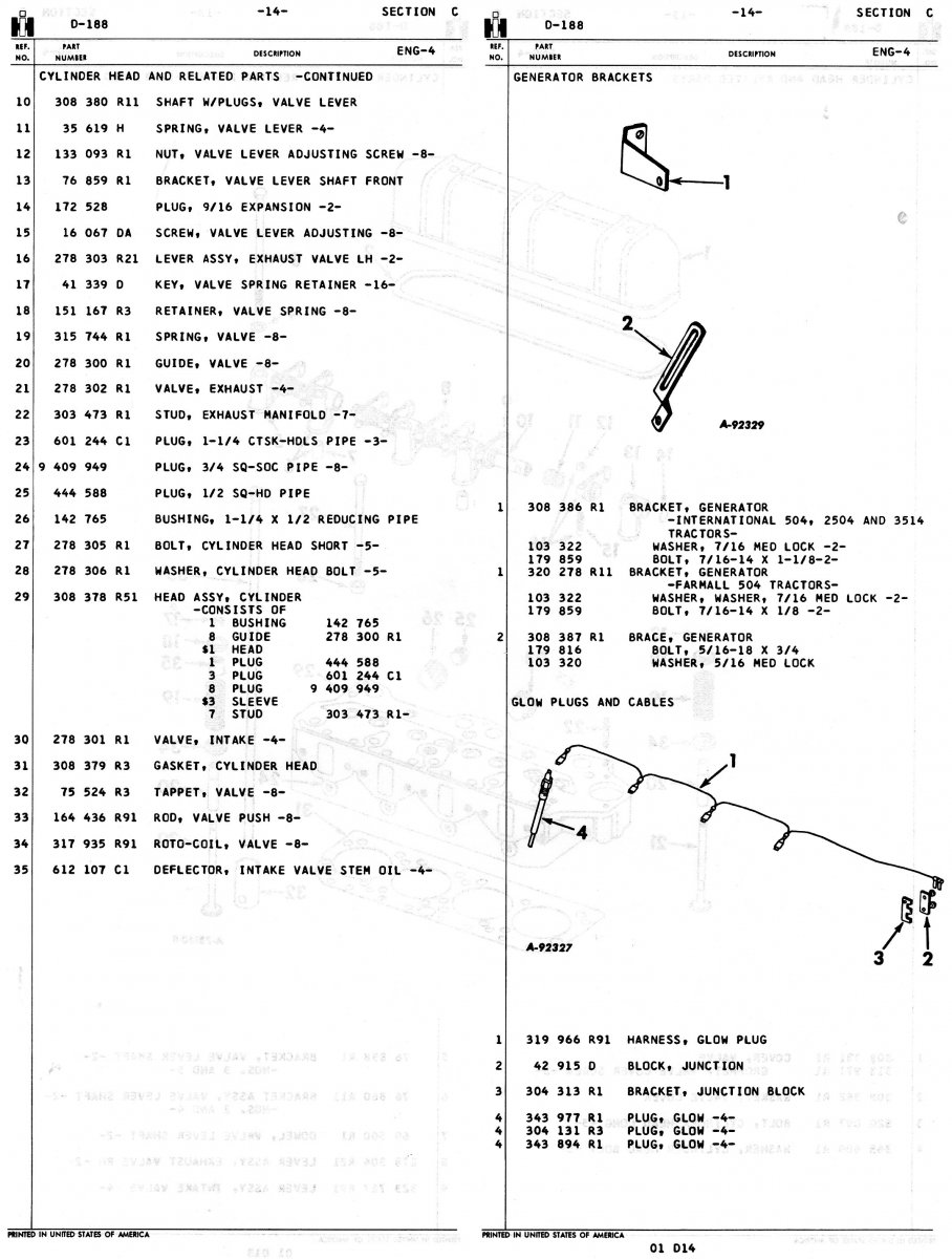 parts source and numbers for 3514 loader D188 engine - Technical IH ...