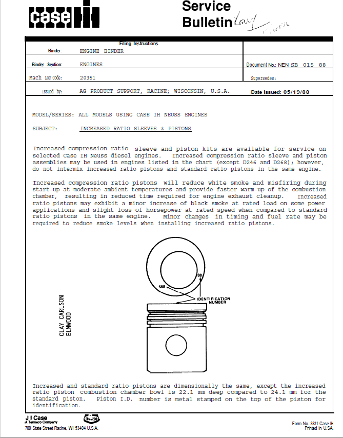 D179 engine rebuild with oversize pistons - Technical IH Talk - Red ...