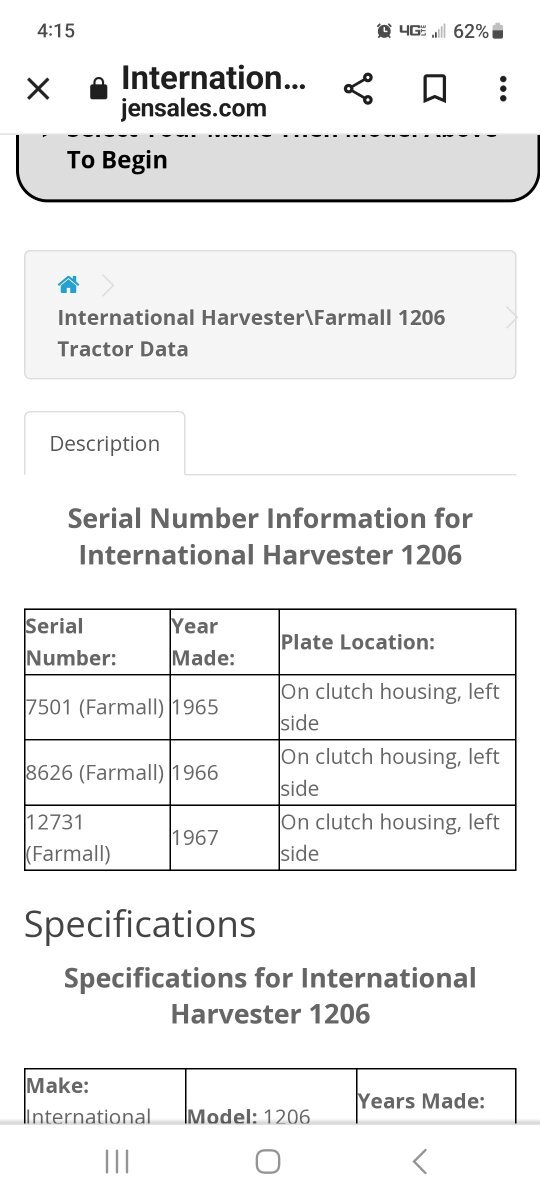 Are these the correct 1206 Serial # to Model Year listing - Technical ...