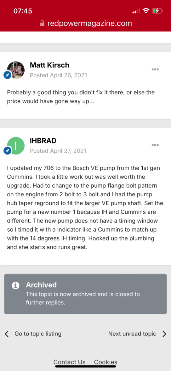 German diesel injection pump options. - Technical IH Talk - Red Power ...