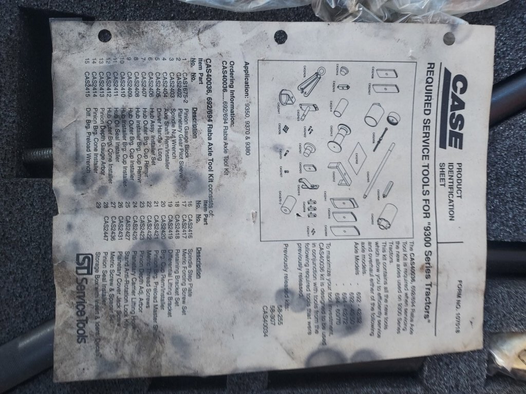 Case IH 9300 series RABA axle tool kit, CAS40036 Value? - Technical IH ...